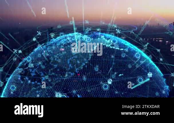 3d footage of earth globe with data analytics style HUD, big data of ...