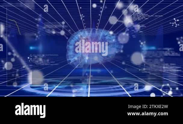 Animation of human brain, molecules, data processing and metaverse. Global networks, digital ...