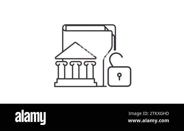 Animated bank data linear icon. Classified information. Governmental ...