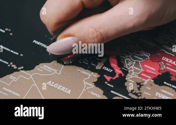 Female Hand Scratching Germany Country on the Surface of Scratch World ... Female Hand Scratching Germany Country on the Surface of Scratch World ...