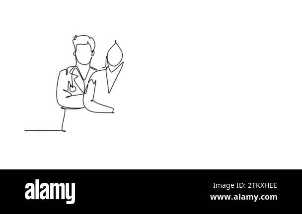 Self drawing animation of single line draw group of happy male and ...