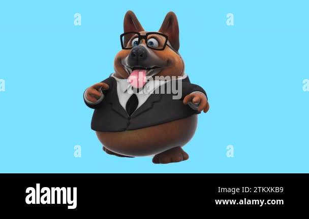 Fun cartoon character german shepherd dancing - 3D animation Stock ...