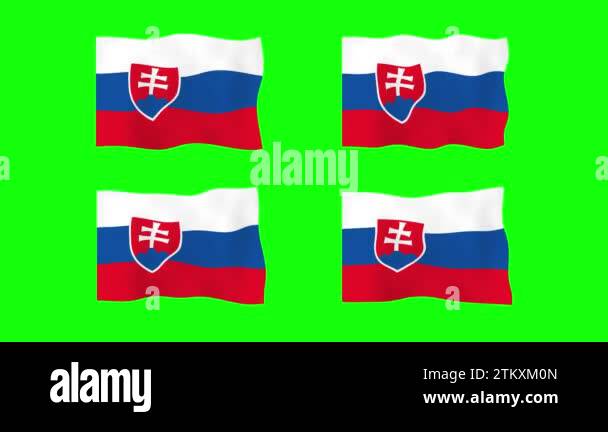 Slovakia Waving Flag 2D Animation on Green Screen Background. Looping ...