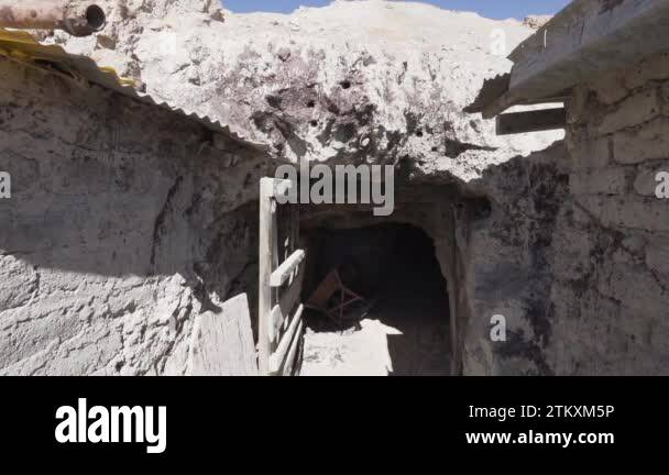 entrance to silver mine inside the cero rico in Potosi in high altitude ...