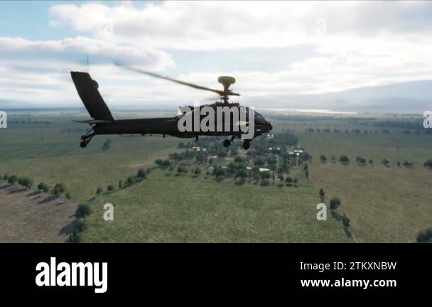 AH-64D Apache Longbow attack helicopter flying armed with rockets and ...