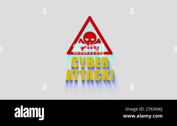 Cyber attack hacking and virus network security breach alert symbol ...