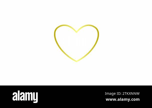 Animated golden symbol of heart pulsation. Looped video of beating ...