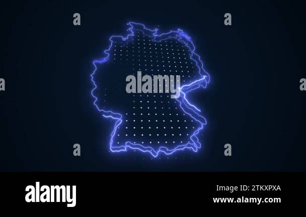 Neon Blue Germany Map Borders Outline Loop Background. Neon Blue ...