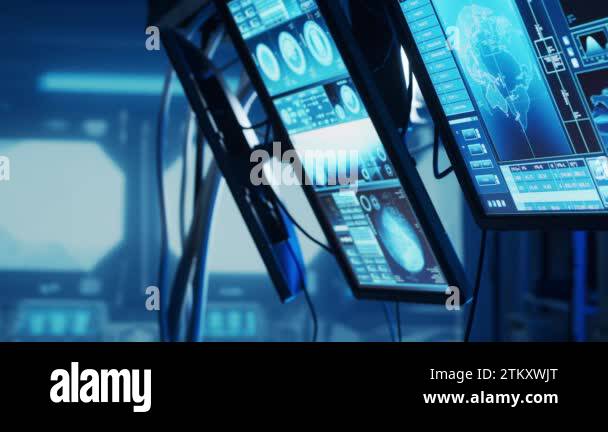 Futuristic spaceship control panel interface. Spacecraft digital ...