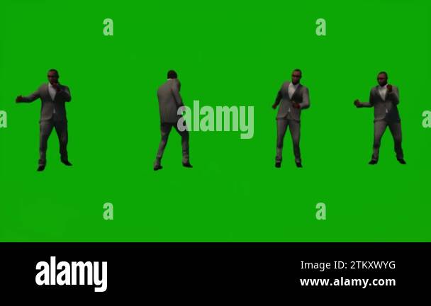 3D male bodyguard actor green screen talking and walking and working ...