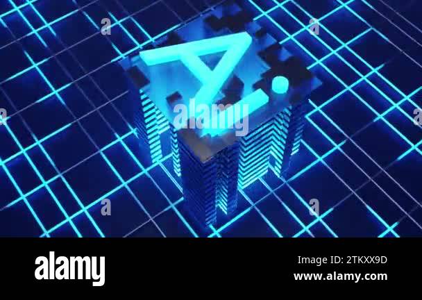 Ai. Artificial intelligence. Central processing unit, quantum computer. Data exchange. Animated ...