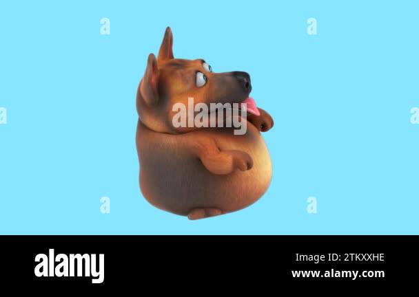 Fun cartoon character german shepherd dancing - 3D animation Stock ...