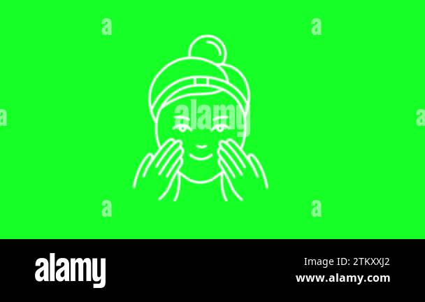 Animated massage white line icon. Skin care routine. Beauty procedure ...