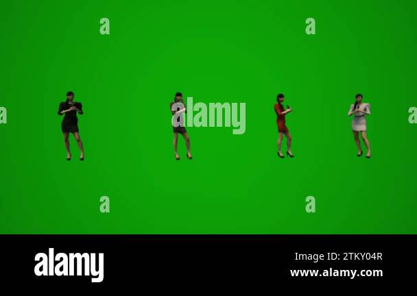 woman girl green screen 3d walk dance talk site shop mobile work and ...