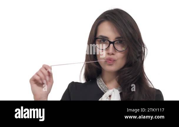 Woman chewing on glasses Stock Videos & Footage - HD and 4K Video Clips ...