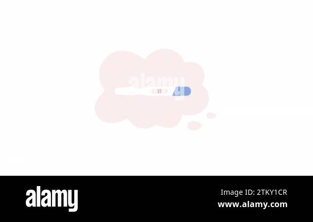 Animated two lines pregnancy test. Thought bubble with testing device ...