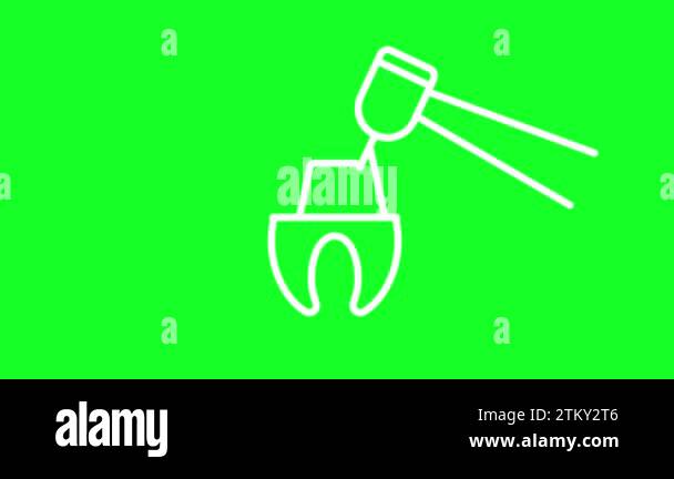 Animated crown white line icon. Tooth restoration. Dental procedure ...