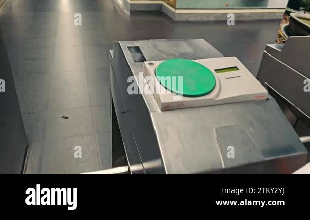 Madrid, Spain -15 September 2023. Scanning tickets through automatic ...