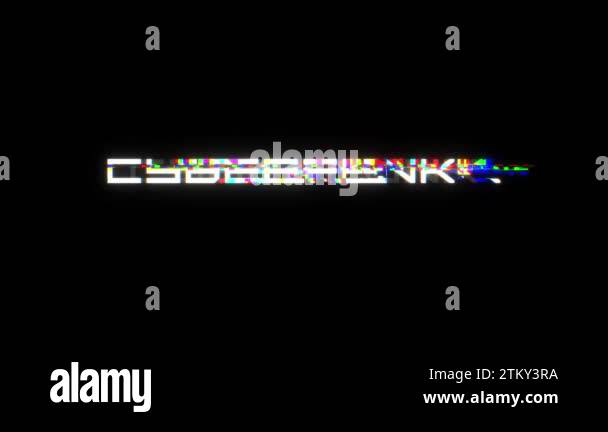 Cyberpunk text with glitch effect on black background. Glitch ...