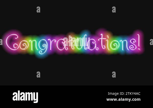 Congratulations. Animated text with neon screen. Congratulations ...
