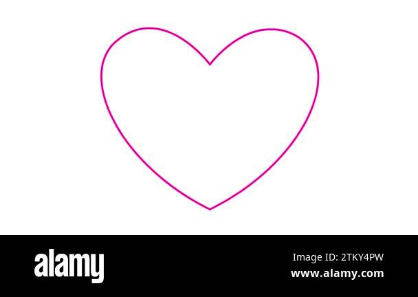 Animated pink linear pounding heart. Looped video of magenta beating ...