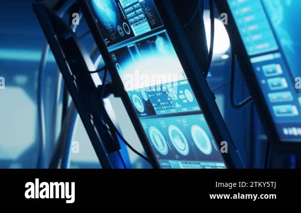 Futuristic spaceship control panel interface. Spacecraft digital ...