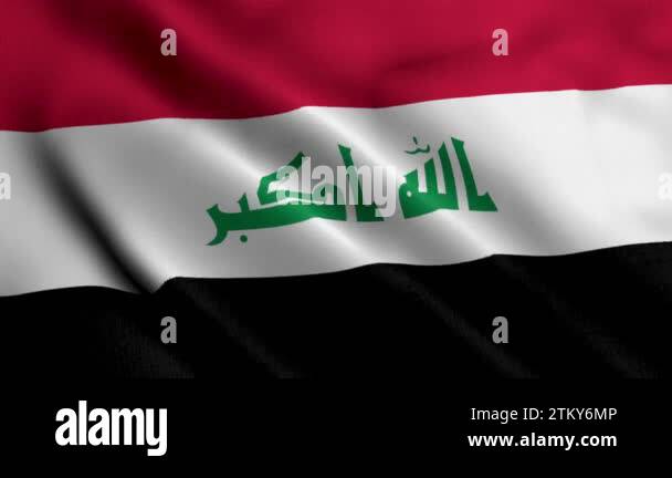 Iraq Flag. Waving Fabric Satin Texture Flag of Iraq 3D illustration ...