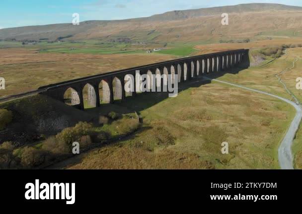 Aerial view of Ribblehead viaduct, located in North Yorkshire, the ...