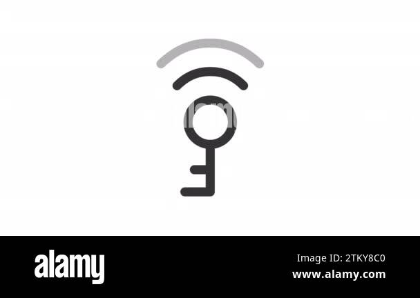 Animated smart key linear icon. Wireless control. Internet of things ...