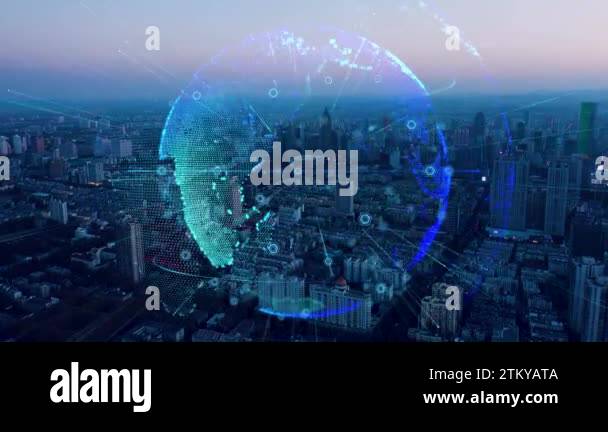 3d footage of earth globe with data analytics style HUD, big data of ...