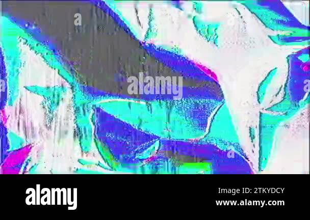 Iridescent glitch background with VHS screen noise and texture. Retro ...