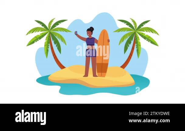 Surfer girl cartoon Stock Videos & Footage - HD and 4K Video Clips - Alamy