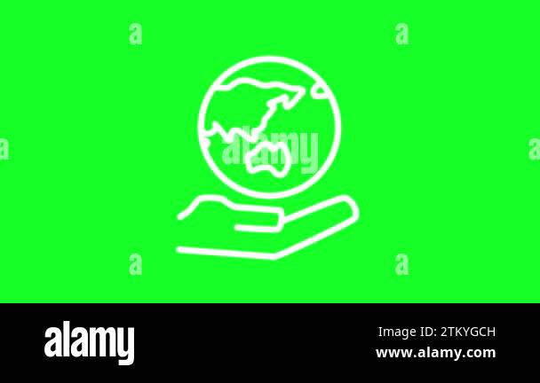 Animated save planet white line icon. Protect nature and environment ...