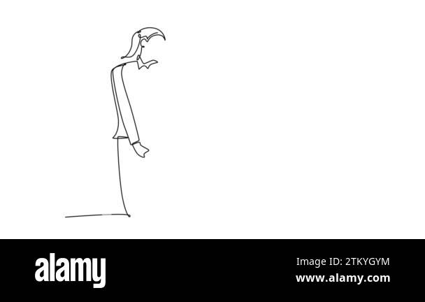 Animated self drawing of continuous line draw young happy man propose ...