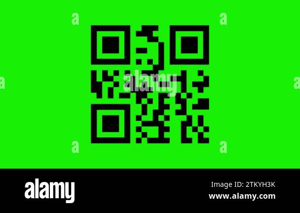Sequence of QR codes on a green background. QR code being scanned with ...
