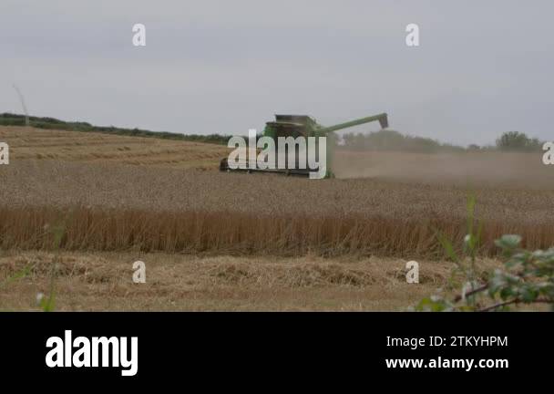 County Cork, Ireland, August 29, 2022. A vibrant green combine ...