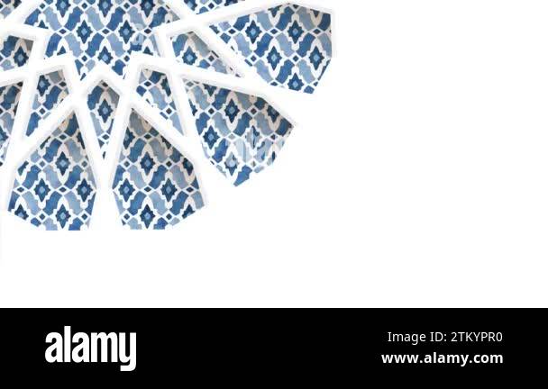 Moving traditional blue arabic pattern. Moroccan tile through cut out ...