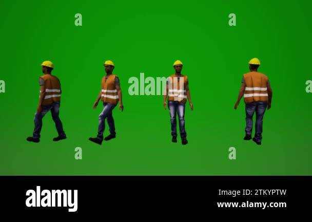 Black workers green screen walking the building with four different ...