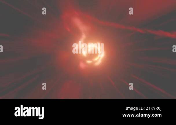 A 3D animated red high-speed curved tunnel through space using cutting ...