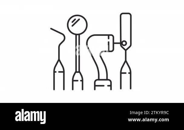 Animated dental tools loader. Dentistry. Simple linear loading icon ...