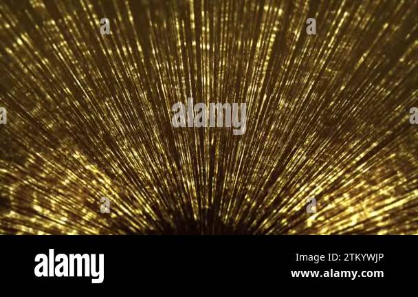 Abstract Gold Filaments Bursting Background/ 4k animation of an ...