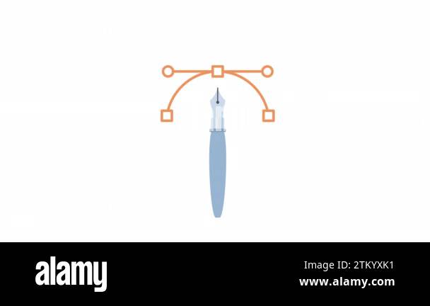 Animated making vector graphics. Fountain pen for digital art. Flat ...