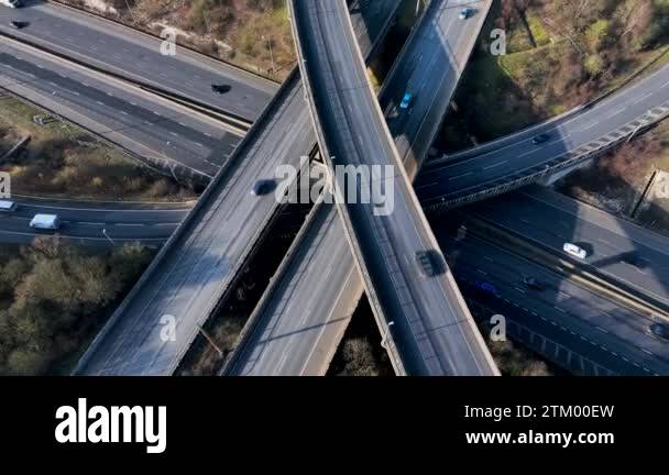 UK Highways M25 and M1 Motorways Interchange Aerial View Stock Video ...