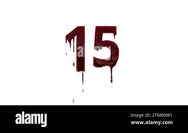 Bloody number 15 with alpha channel, number 15 in blood Stock Video ...