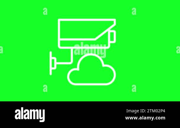 Animated cctv white line icon. Wireless connection. Technology. Loop HD ...