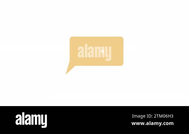 Animated yellow speech cloud. Online communication. Message application ...