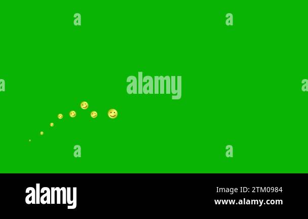 Animated symbols of smileys fly from left to right. A wave from golden ...