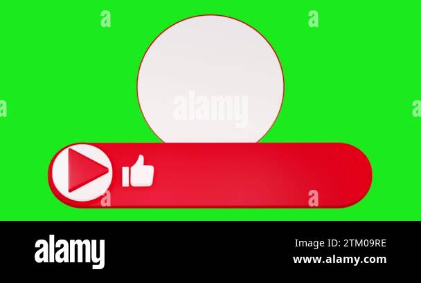 Subscribe button with reveal animation on green screen. Subscribe text ...
