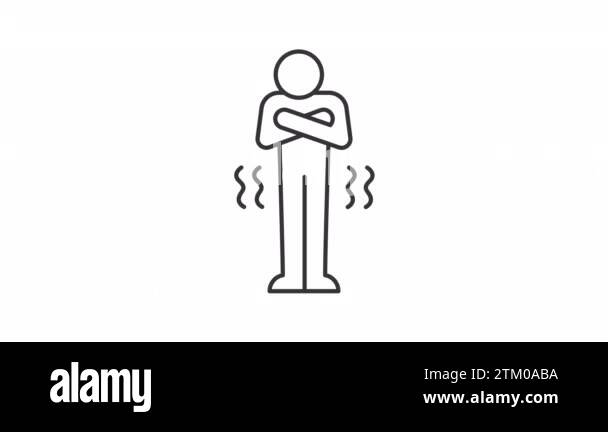 Animated chills linear icon. Fever and temperature. Flu symptom ...