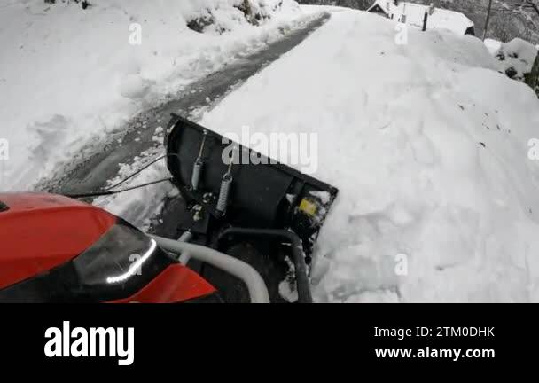 POV: Plowing and pushing big piles of freshly fallen snow with a mini ...